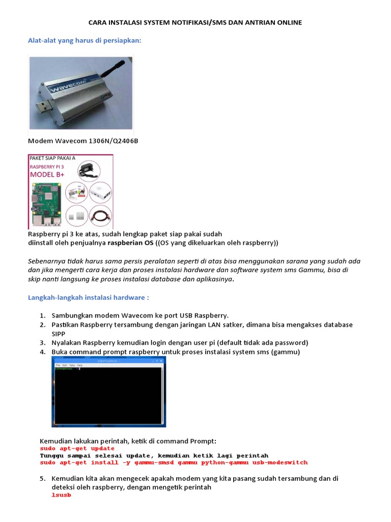 Manual Sms Notifikasi Raspberry | PDF