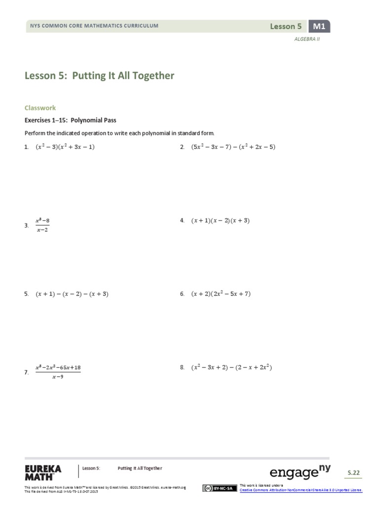 Lesson 5: Putting It All Together: Classwork | PDF | Common Core State ...