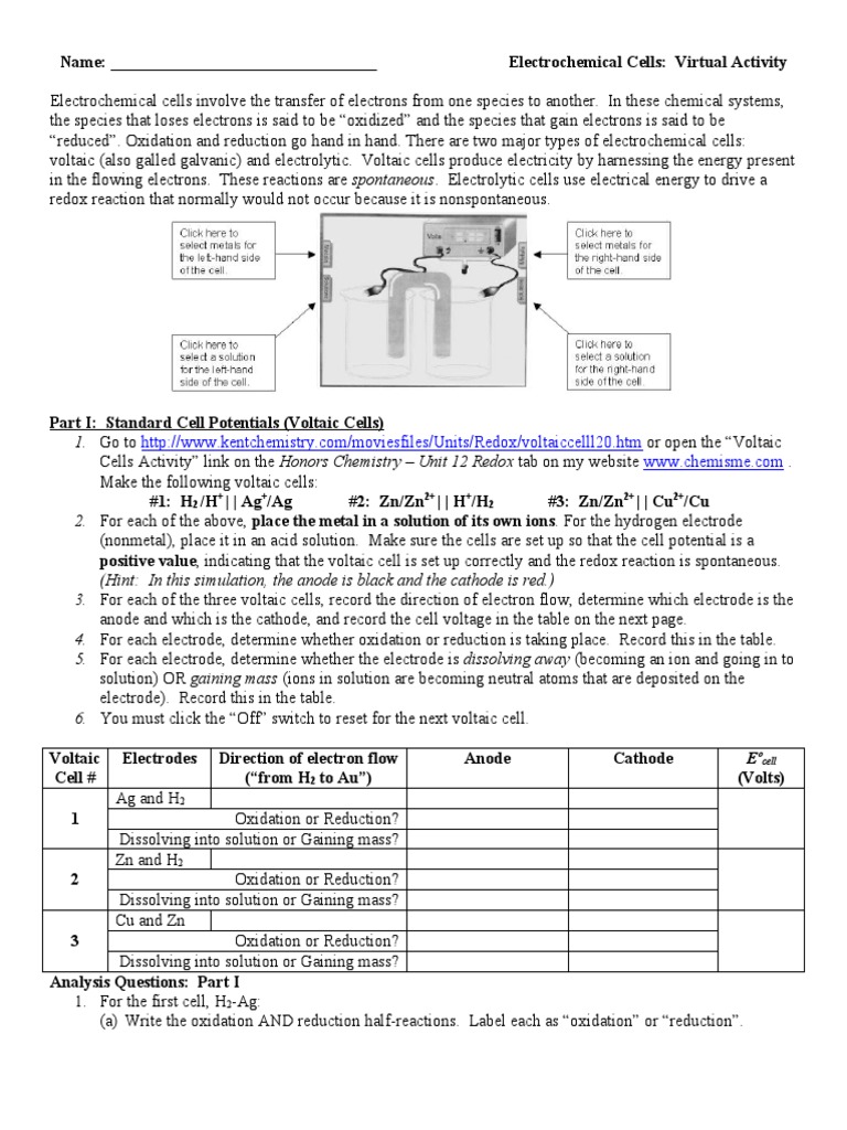 Electrochemical Cells R - Virtual Lab | PDF | Redox | Electrochemistry