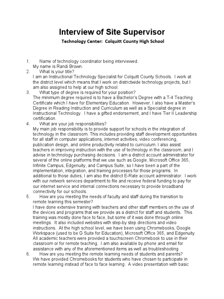 Colquitt County Tech Specialist Interview | PDF | Chromebook ...