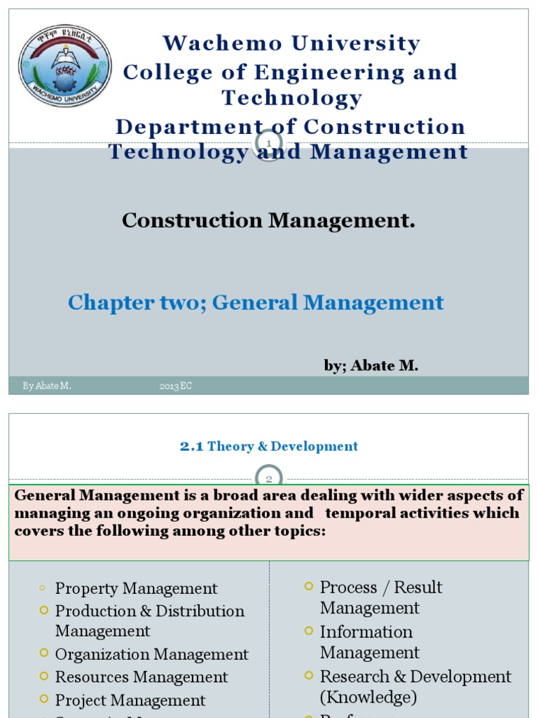 Wachemo University College of Engineering and Technology Department of Construction Technology ...