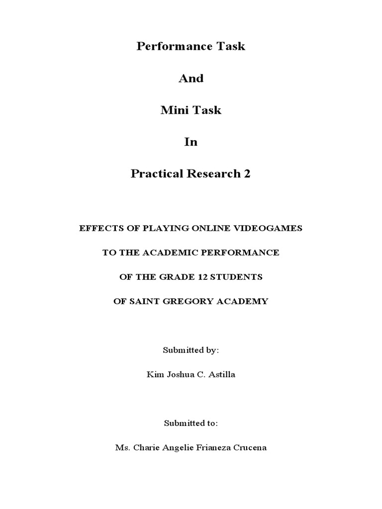 Performance Task and Mini Task in Practical Research 2 Kim Astilla ...