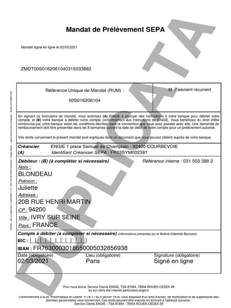 Mandat SEPA | PDF | Banques | Bancaire