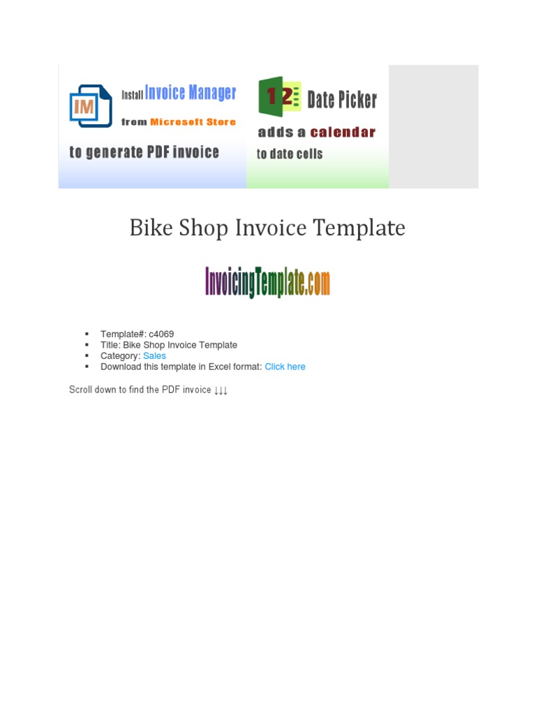 Bike Shop Invoice Template Download | PDF