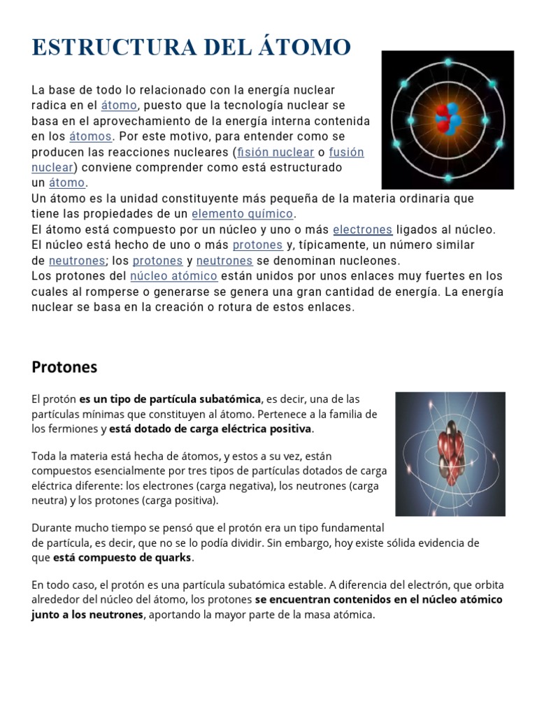 Estructura Del Átomo | PDF | Átomos | Protón