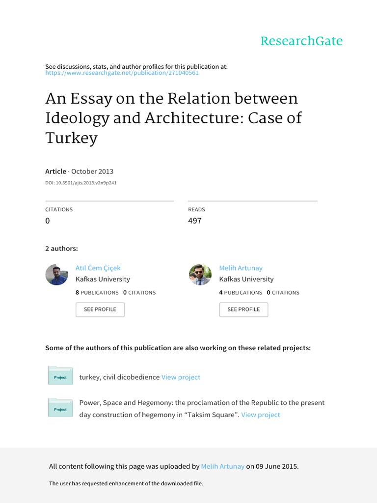 An Essay On The Relation Between Ideology and Architecture: Case of ...