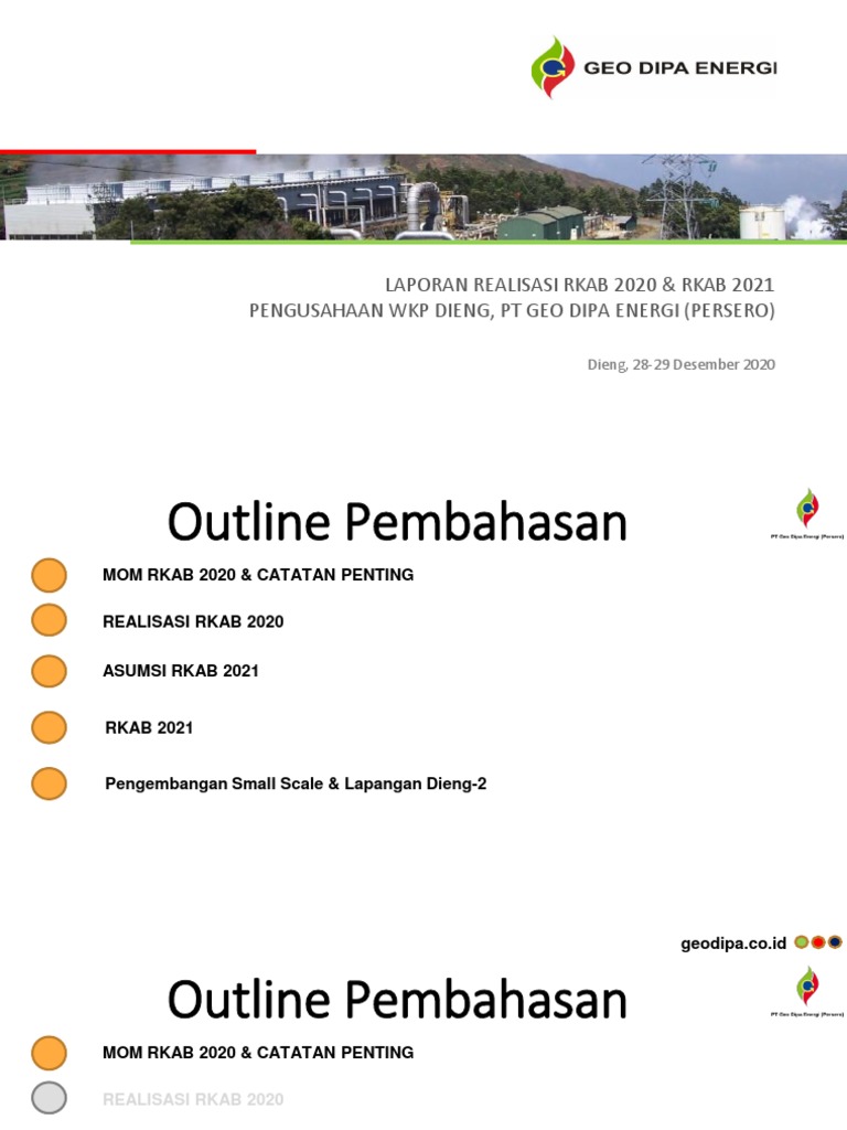 RKAB 2021 - Geo Dwipa Unit Dieng | PDF