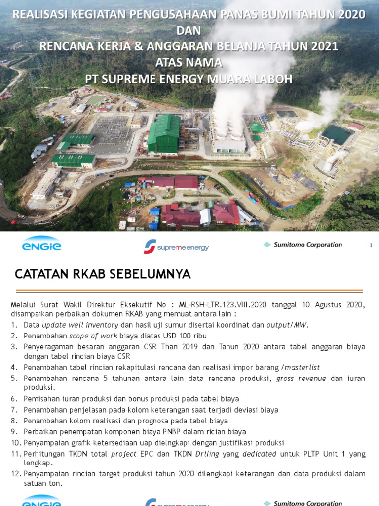 RKAB Supreme Energy Muara Laboh Solok Sumbar (SEML) 2020-2021 - FINAL | PDF