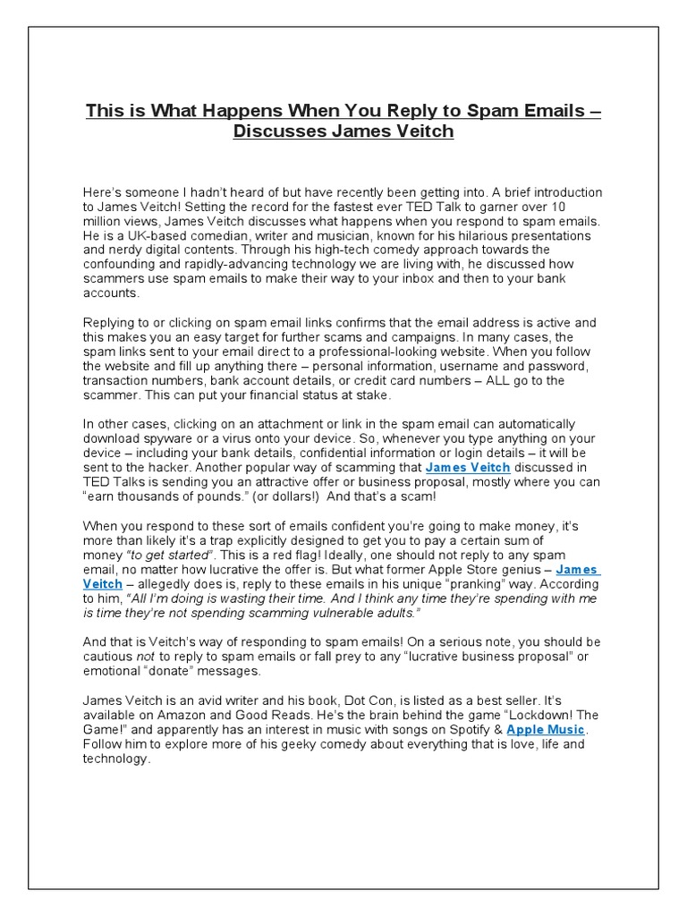 This Is What Happens When You Reply To Spam Emails - Discusses James ...