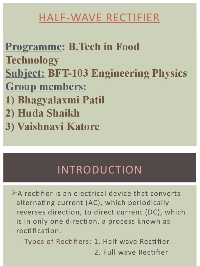 Half-Wave Rectifier: Programme: Subject Group Members | PDF | Rectifier | Direct Current