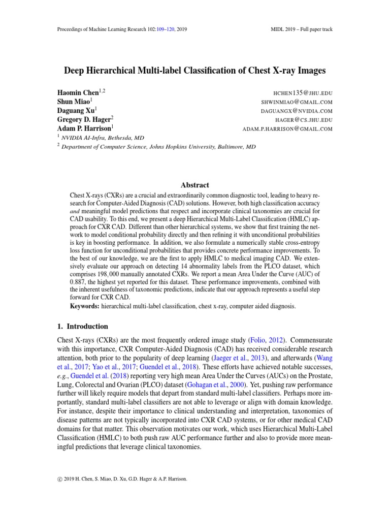Deep Hierarchical Multi-Label Classification of Chest X-Ray Images ...