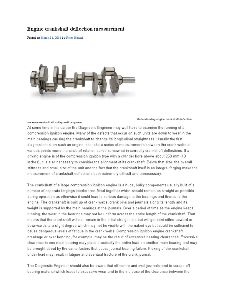 Engine Crankshaft Deflection Measurement | PDF | Bearing (Mechanical ...