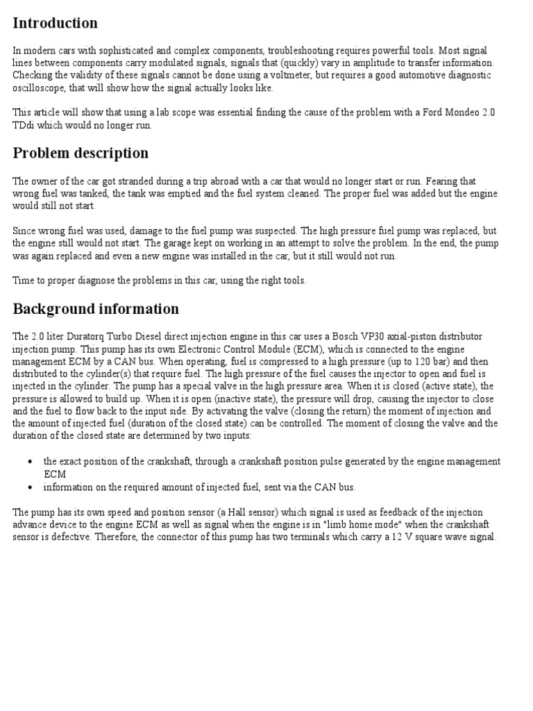 Bosch VP30 Troubleshooting | PDF | Fuel Injection | Relay