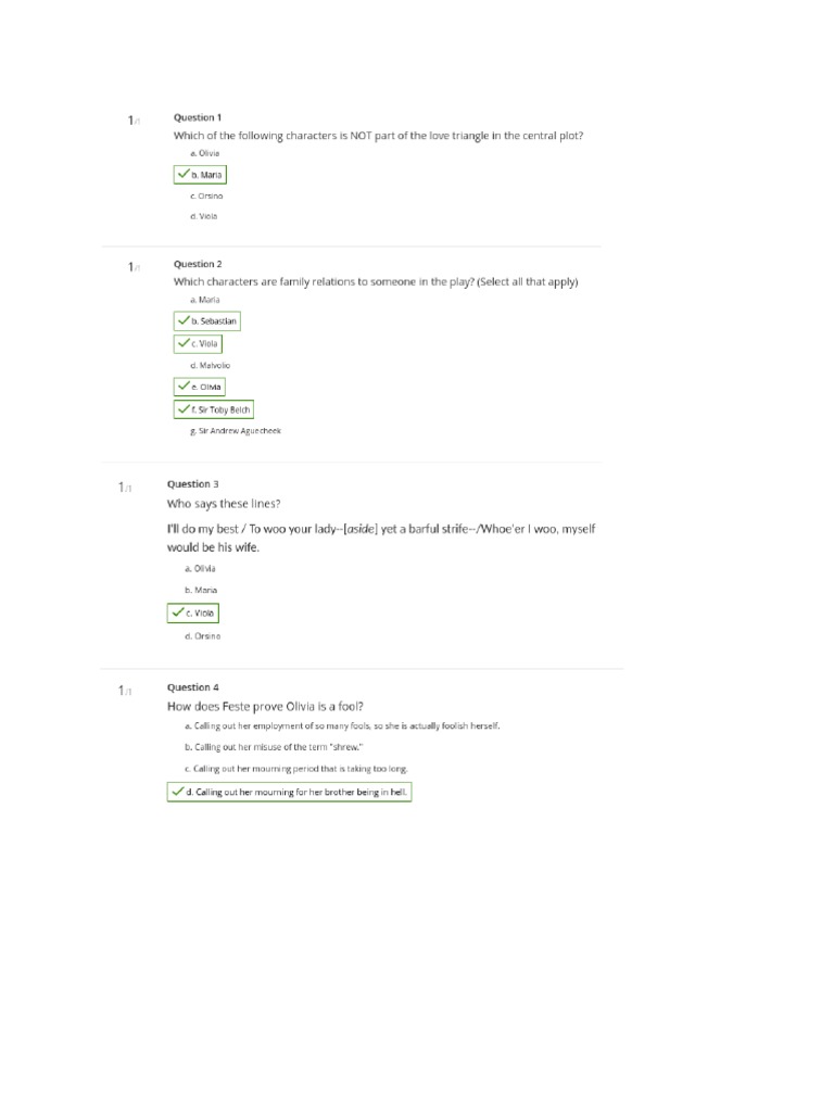 Twelfth Night Quiz | PDF
