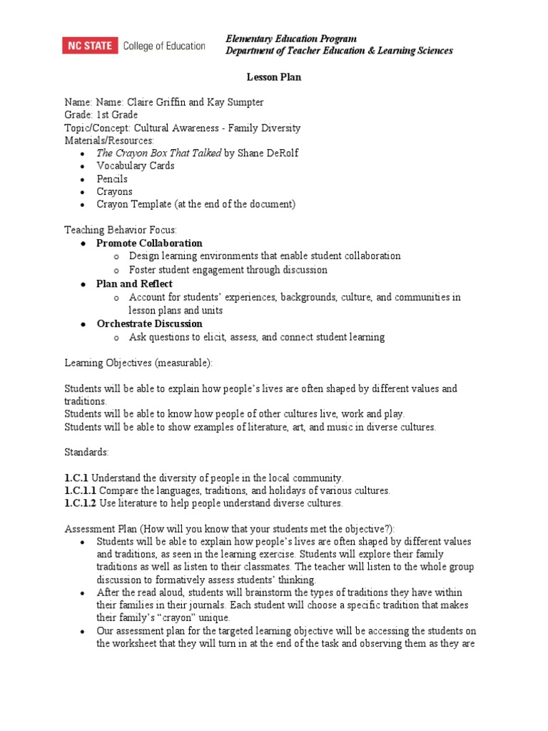 The Crayon Box That Talked by Shane Derolf: Lesson Plan | PDF | Lesson ...