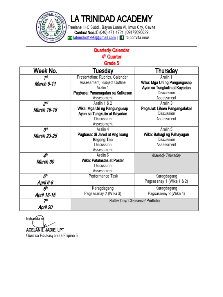 q4 Tala NG Mga Gawain Fil5 1-6 | PDF