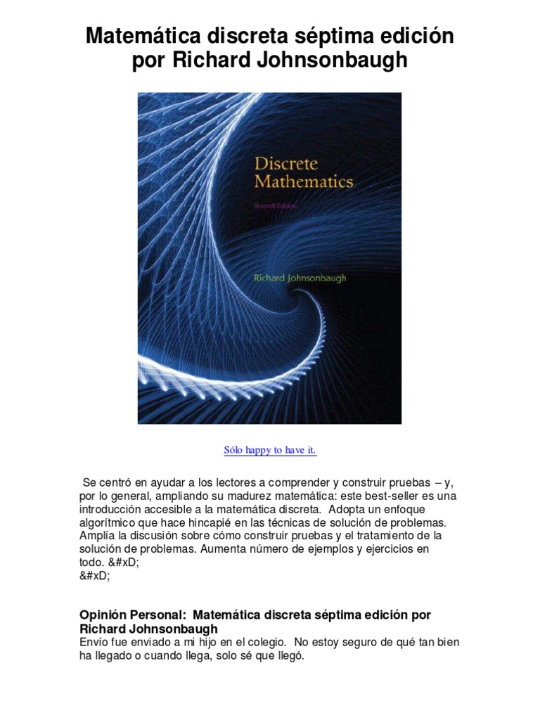 Matemática Discreta Séptima Edición Por Richard Johnsonbaugh - 5 ...