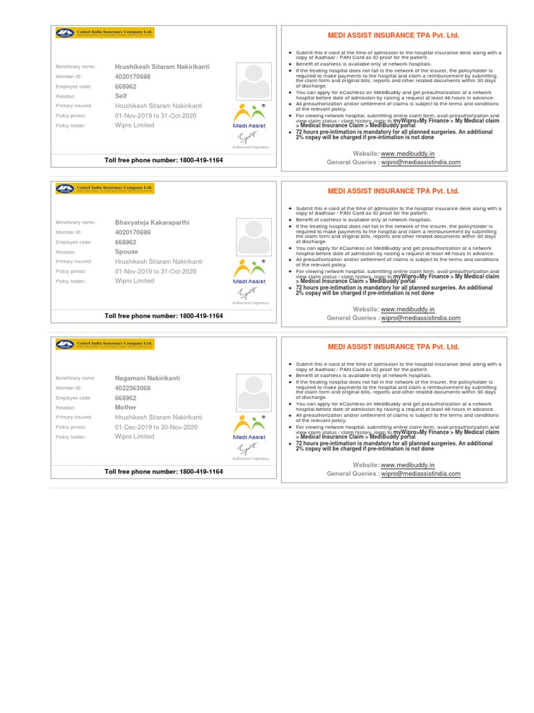 Medical Card For Entire Family | PDF | Insurance | Hospital