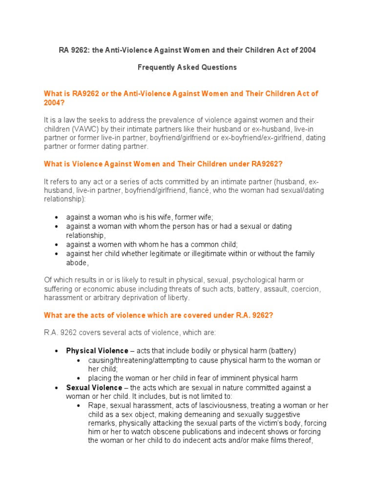 RA 9262: The Anti-Violence Against Women and Their Children Act of 2004 ...