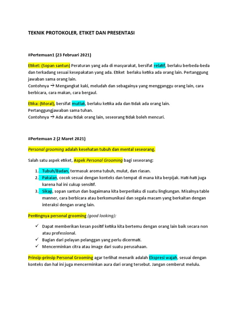 Teknik Protokoler, Etika Dan Presentasi | PDF | Karier & Perkembangan