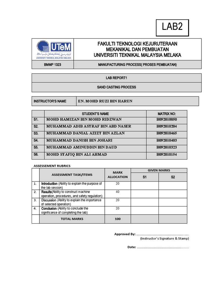 Lab Report | PDF | Casting (Metalworking) | Crafts