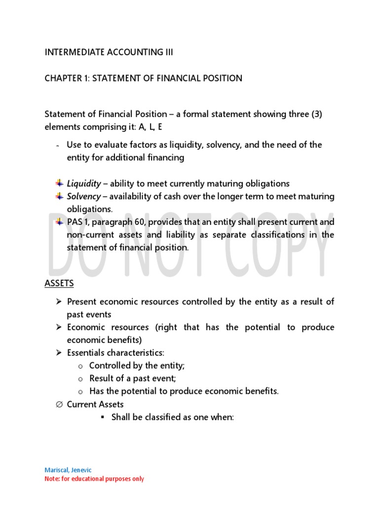 NOTES On Statement of Financial Position | PDF | Retained Earnings ...
