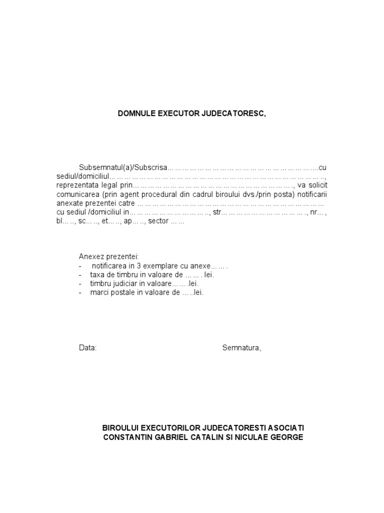 Cerere Comunicare Notificare | PDF