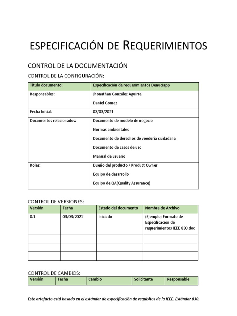 Formato de Especificación de Requerimientos IEEE 830 | PDF | Usuario (informática) | Servidor ...