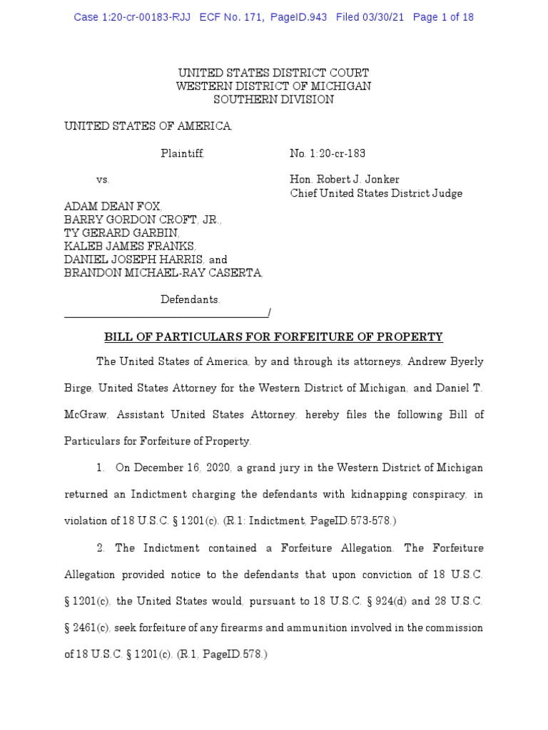 Bill of Particulars For Forfeiture of Property | PDF | Magazine ...