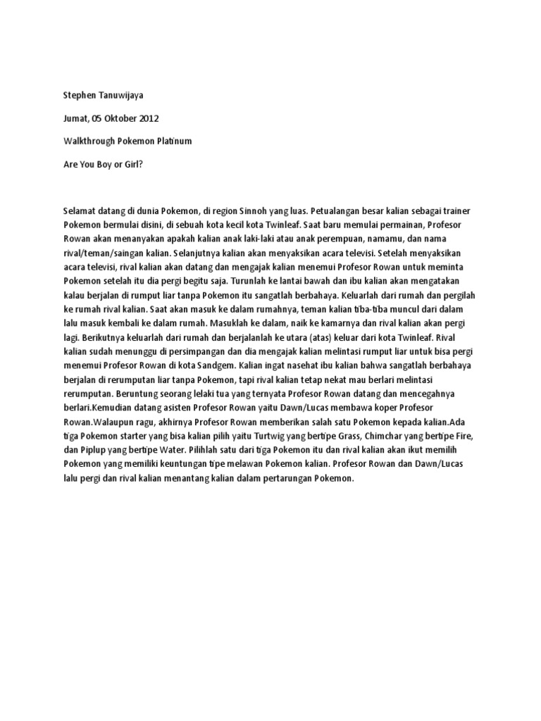 Walkthrough Pokemon Platinum Pdf