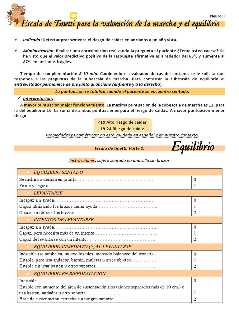 Escala Tinetti - Escala de Marcha y Equilibrio | PDF | Naturaleza