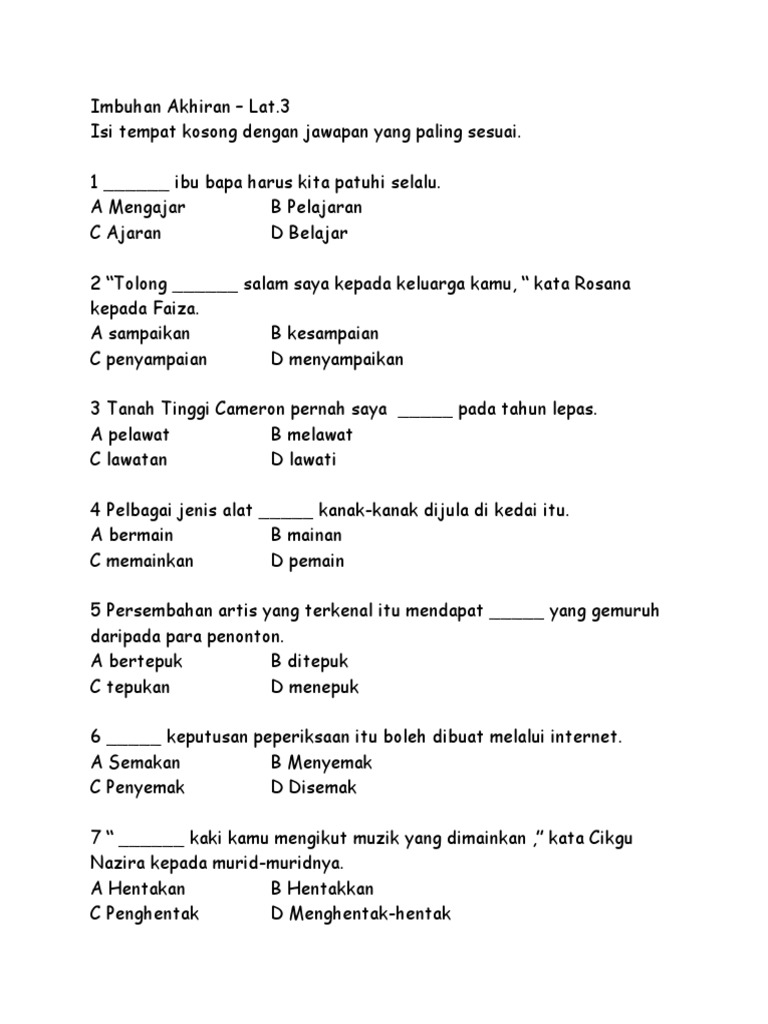 Imbuhan Akhiran - Lat.3 | PDF