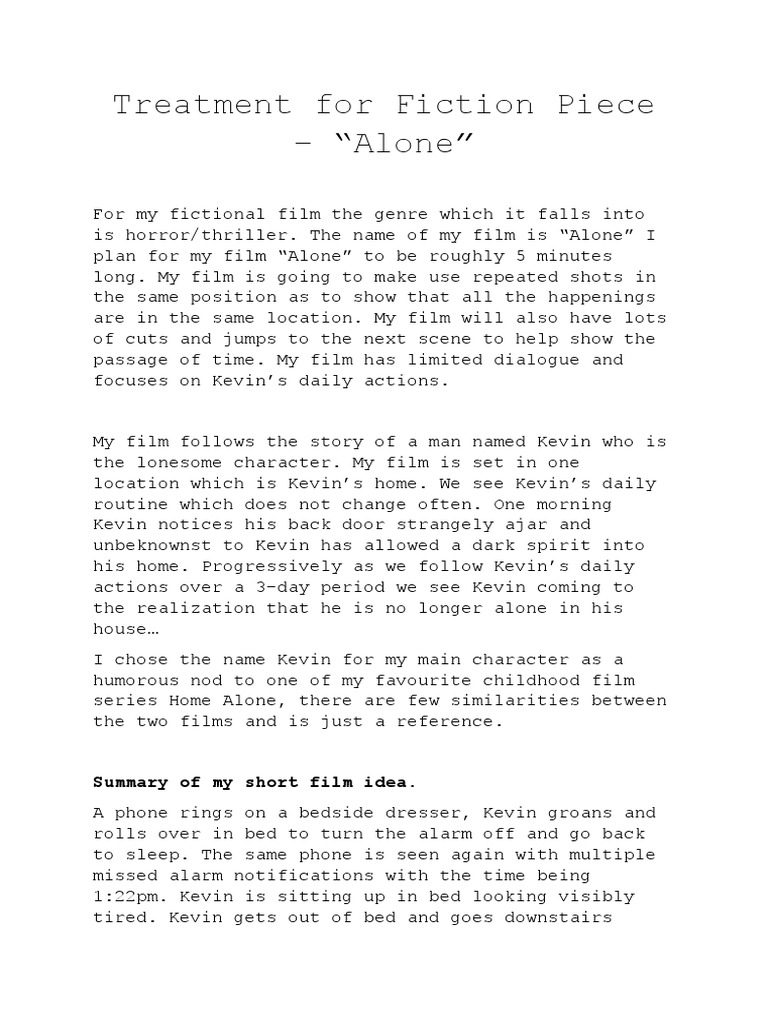Alone Fictional Film Treatment | PDF