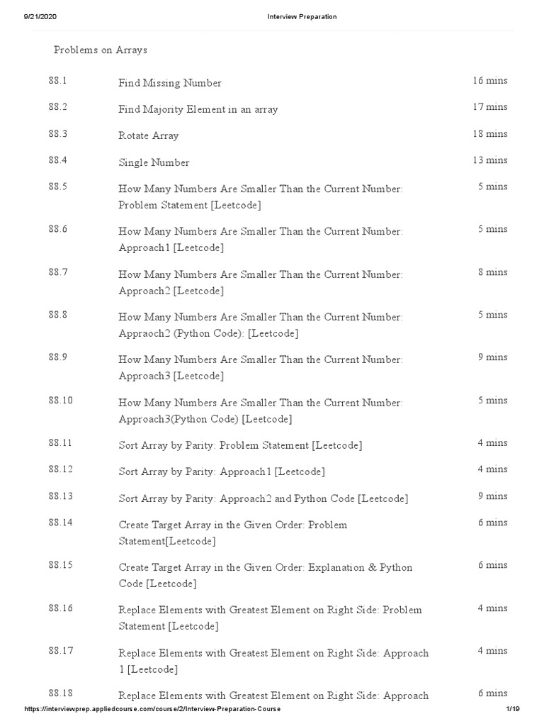 Interview Preparation Pdf String Computer Science Algorithms And Data Structures