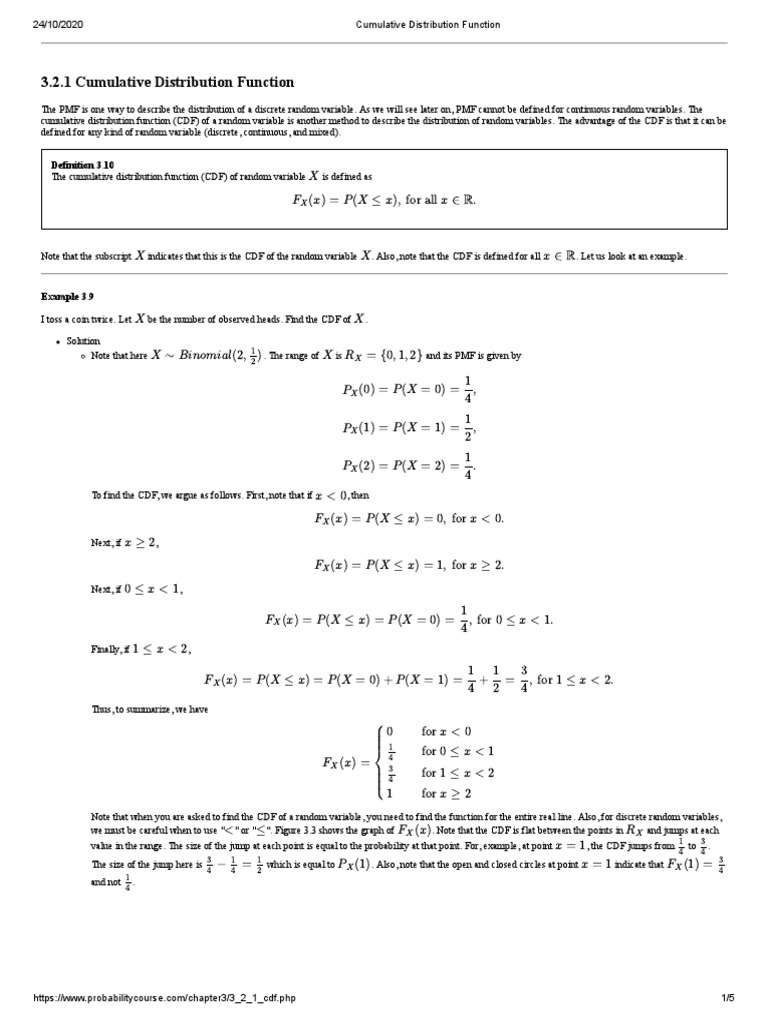 Cumulative Distribution Function | PDF | Probability Distribution ...