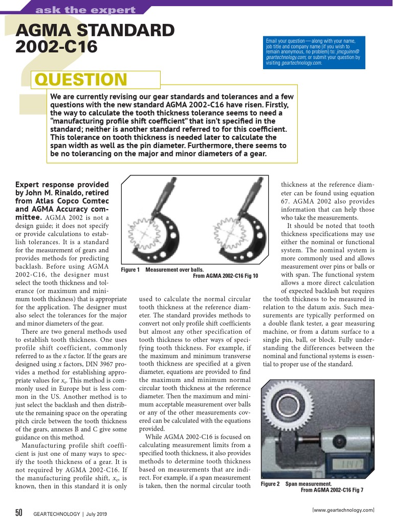 Agma Standard 2002-C16 | Download Free PDF | Gear | Engineering Tolerance