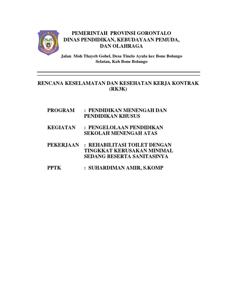 Rehab Toilet RK3K SMKN 1 Taluditi | PDF