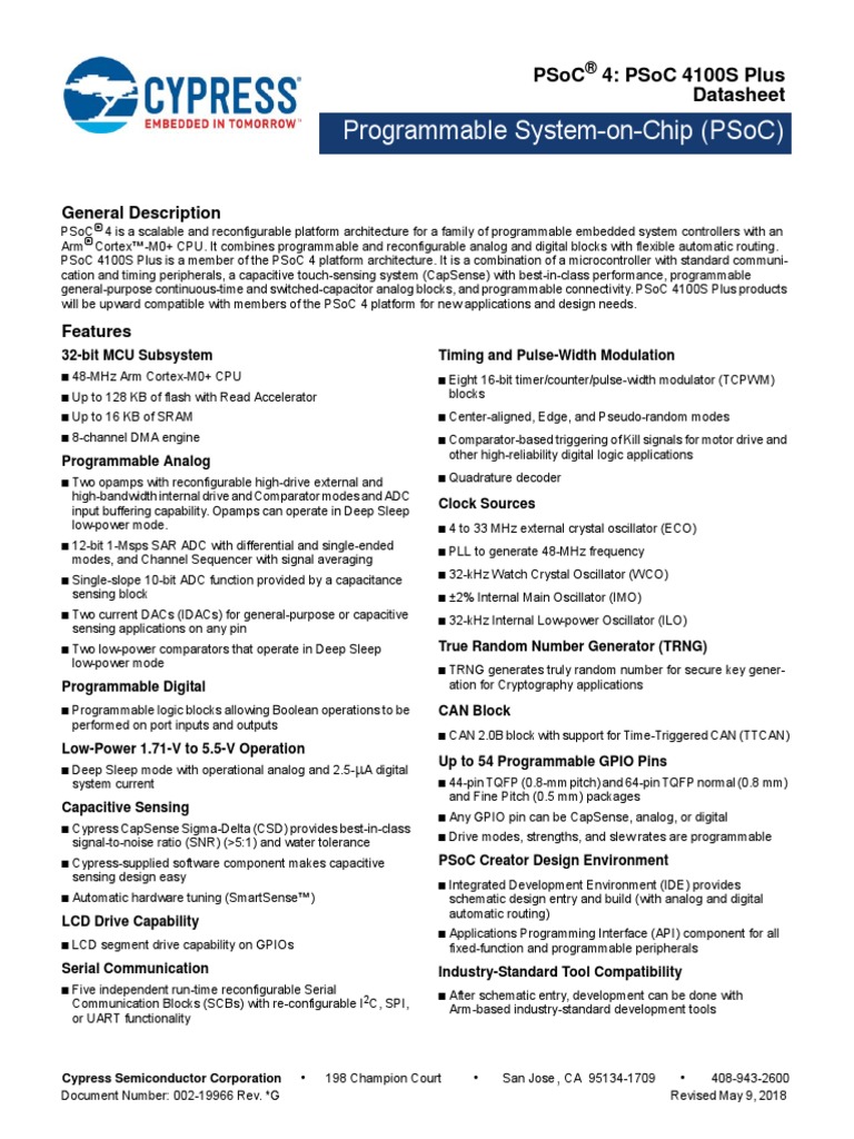 PSoC 4100S Plus Family Datasheet | PDF | Microcontroller | Analog To ...