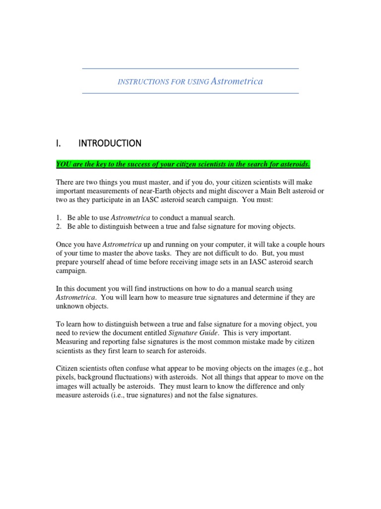 Instructions For Using Astrometrica | PDF | Asteroid | Computing