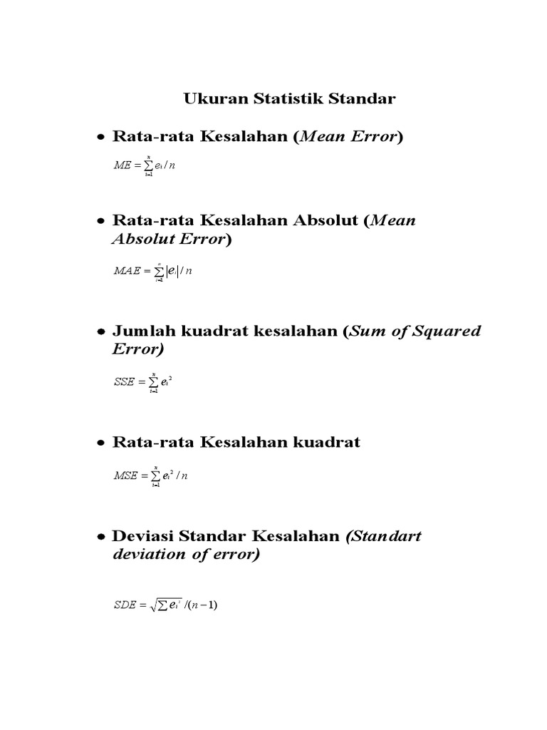 Rata-Rata Kesalahan (Mean Error) : Ukuran Statistik Standar | PDF ...
