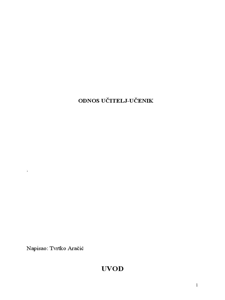 Odnos Ucitelj-Ucenik | PDF