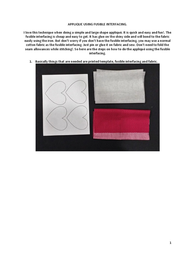 Appliqué Technique with Fusible Interfacing | PDF | Appliqué | Sewing