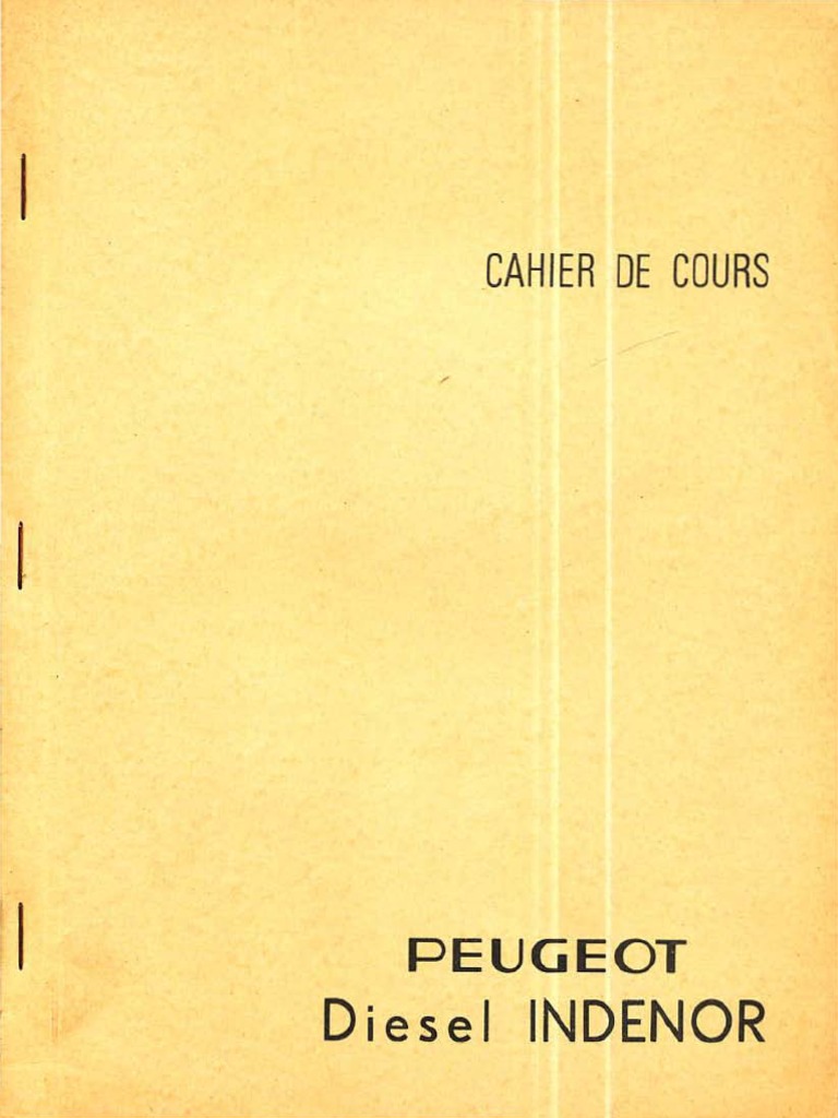 Cahier de Cours Peugeot Diesel Indenor | PDF