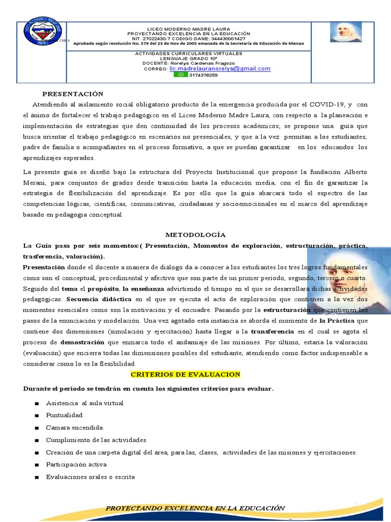 Guia De Decimo Grado Grado Pdf Plan De Estudios Evaluación