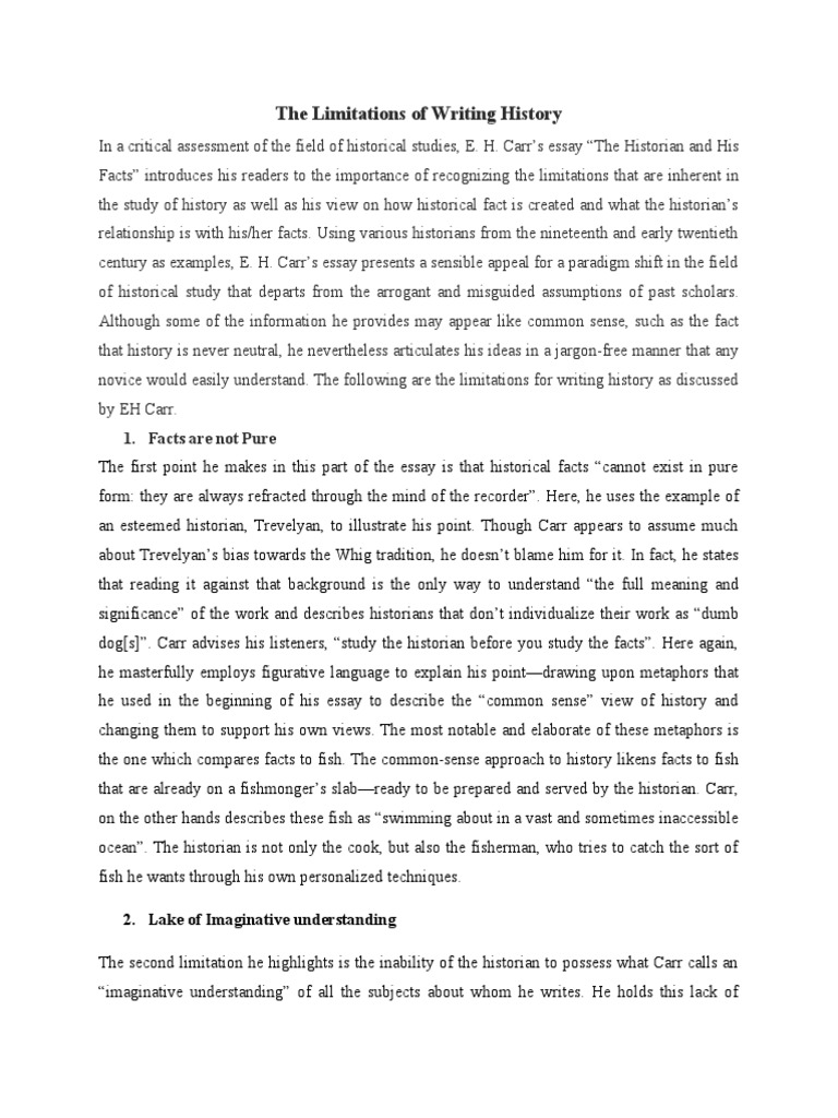 Limitations in Writing History | PDF | Common Sense | Historiography