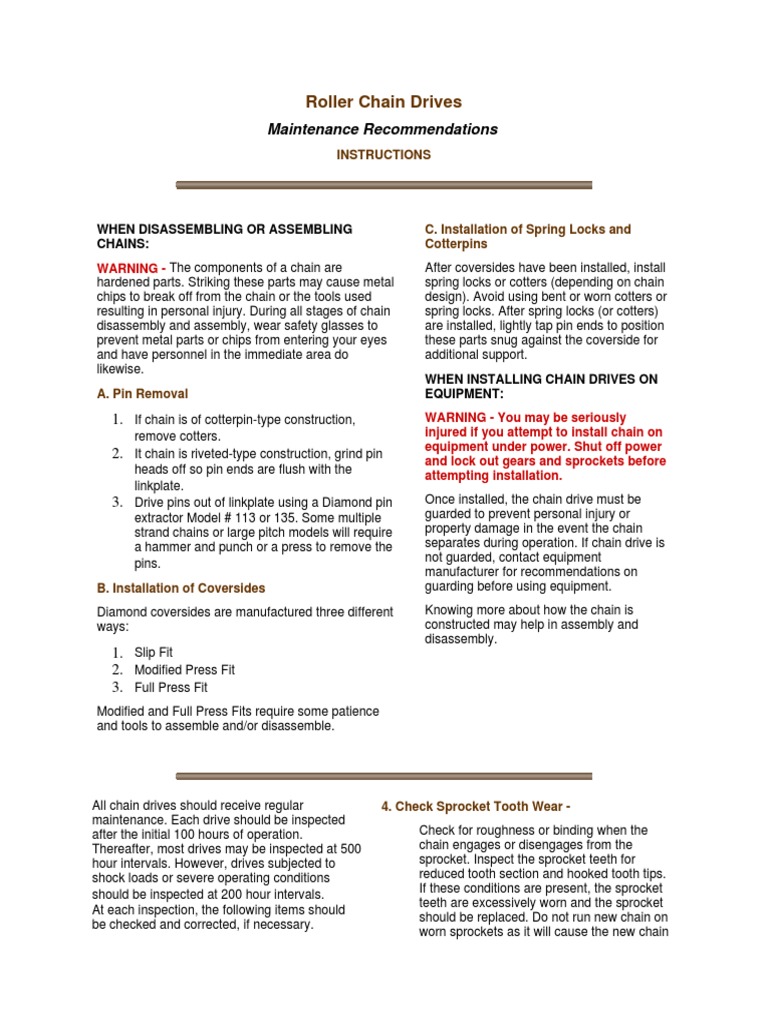 Roller Chain Drive Maintenance Guide | PDF | Lubricant | Wear