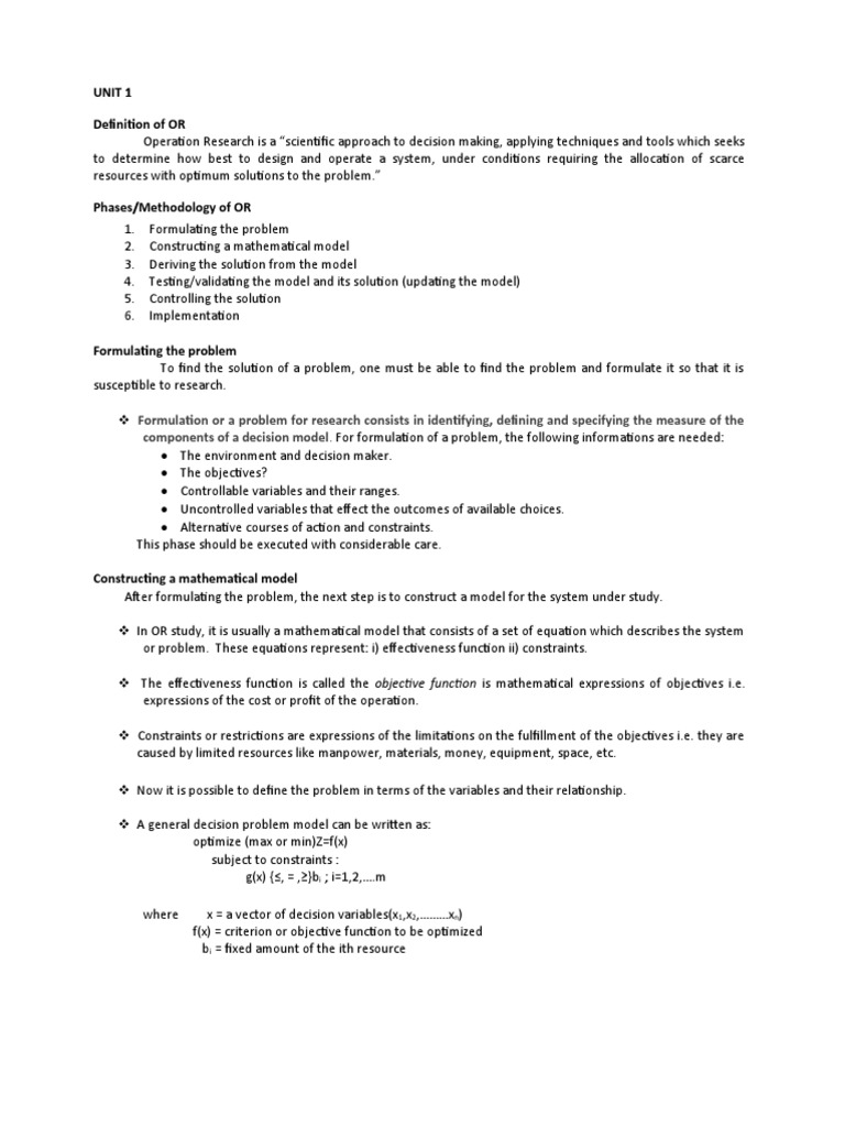 Operation Research | PDF | Mathematical Optimization | Mathematical Model