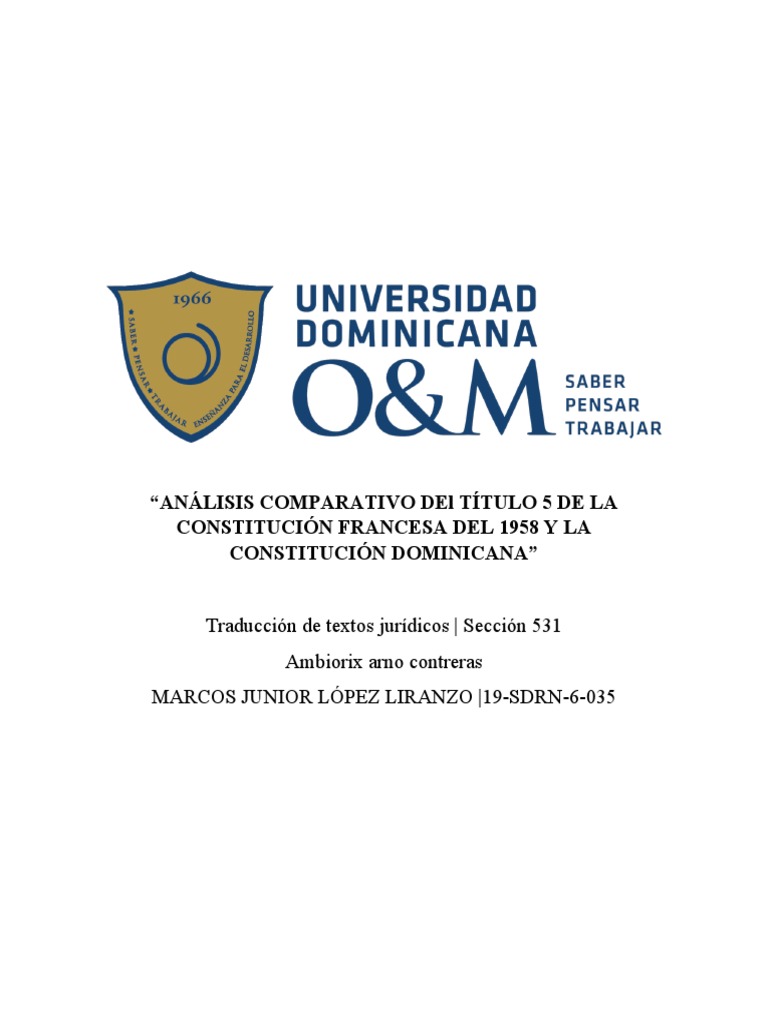 ANÁLISIS COMPARATIVO DEl TÍTULO 5 DE LA CONSTITUCIÓN FRANCESA DEL 1958 ...