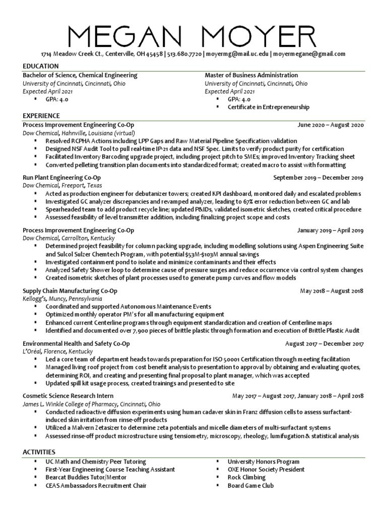 Megan Moyer Resume Spring 2021 | PDF | Nature | Science
