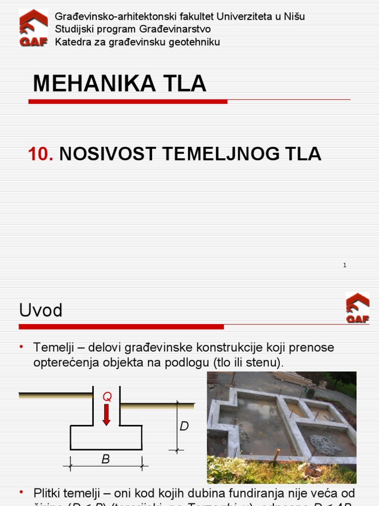 Mehanika Tla 10 Nosivost Temeljnog Tla (2020) | PDF